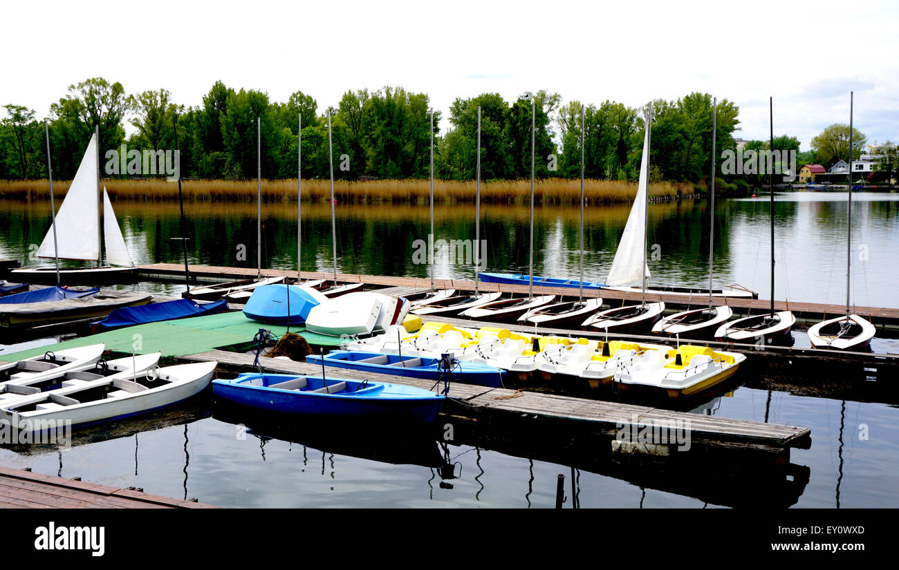 Boats Pier in Danube River Vienna, Austria, Europe Stock Photo - Alamy