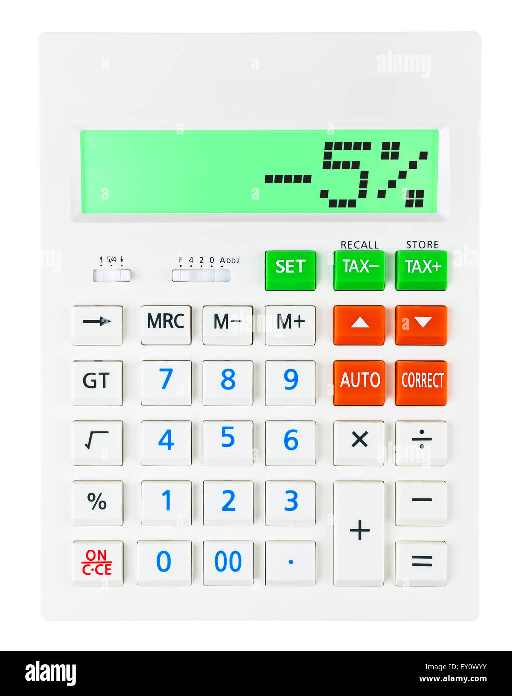 Calculator with -5 Stock Photo - Alamy