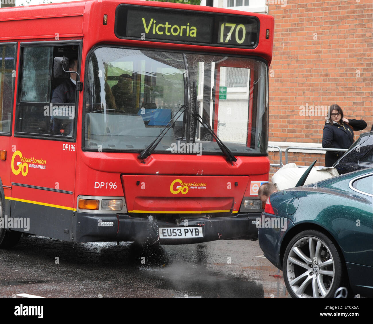 London Bus hit a sports car in London Featuring: London Bus Where ...