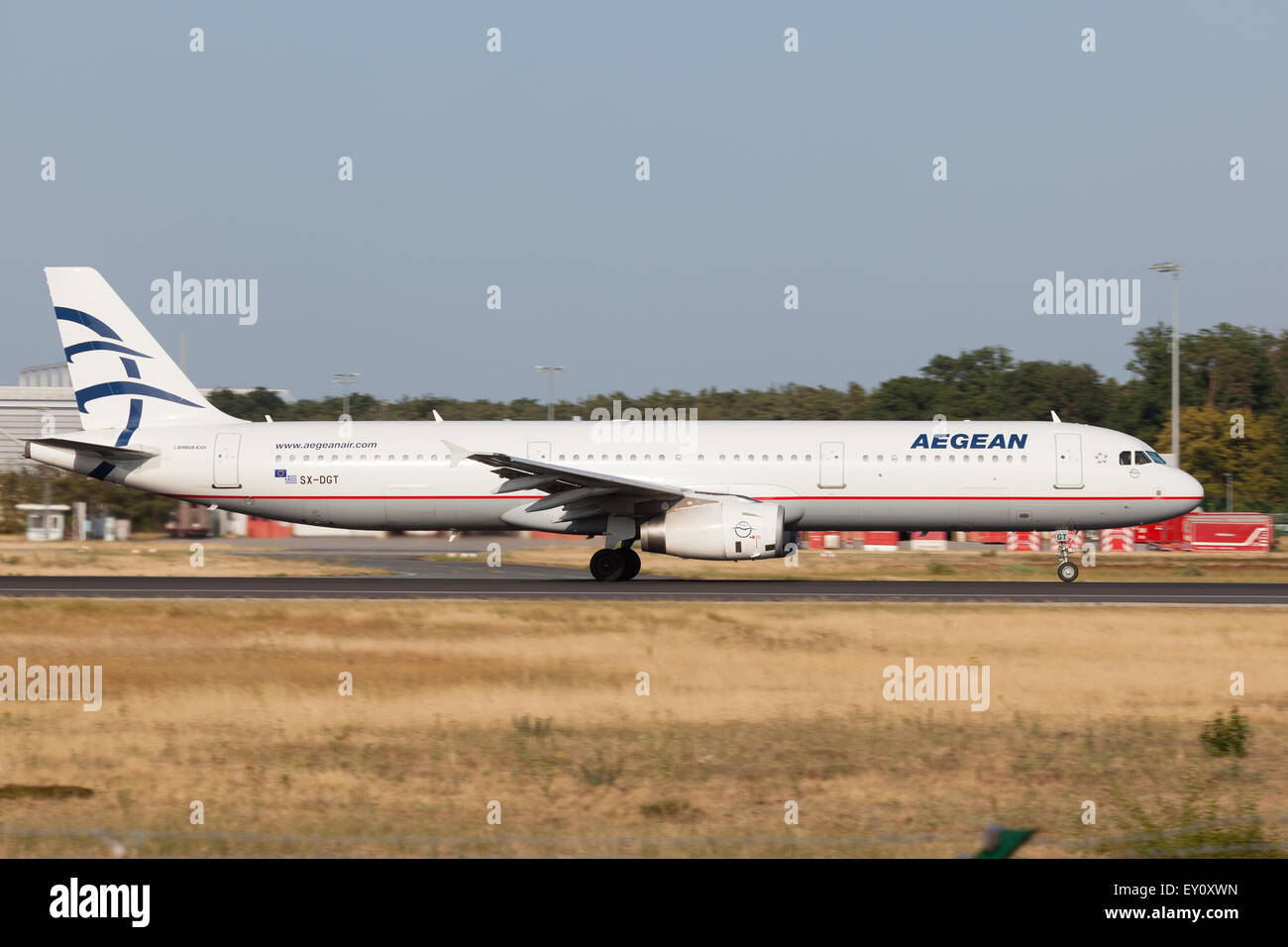 Airbus A321 of the Aegean Airlines ready for take off at the Frankfurt ...