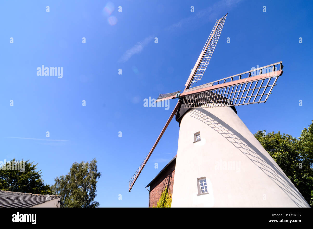 Traditional White Windmill Stock Photo - Alamy