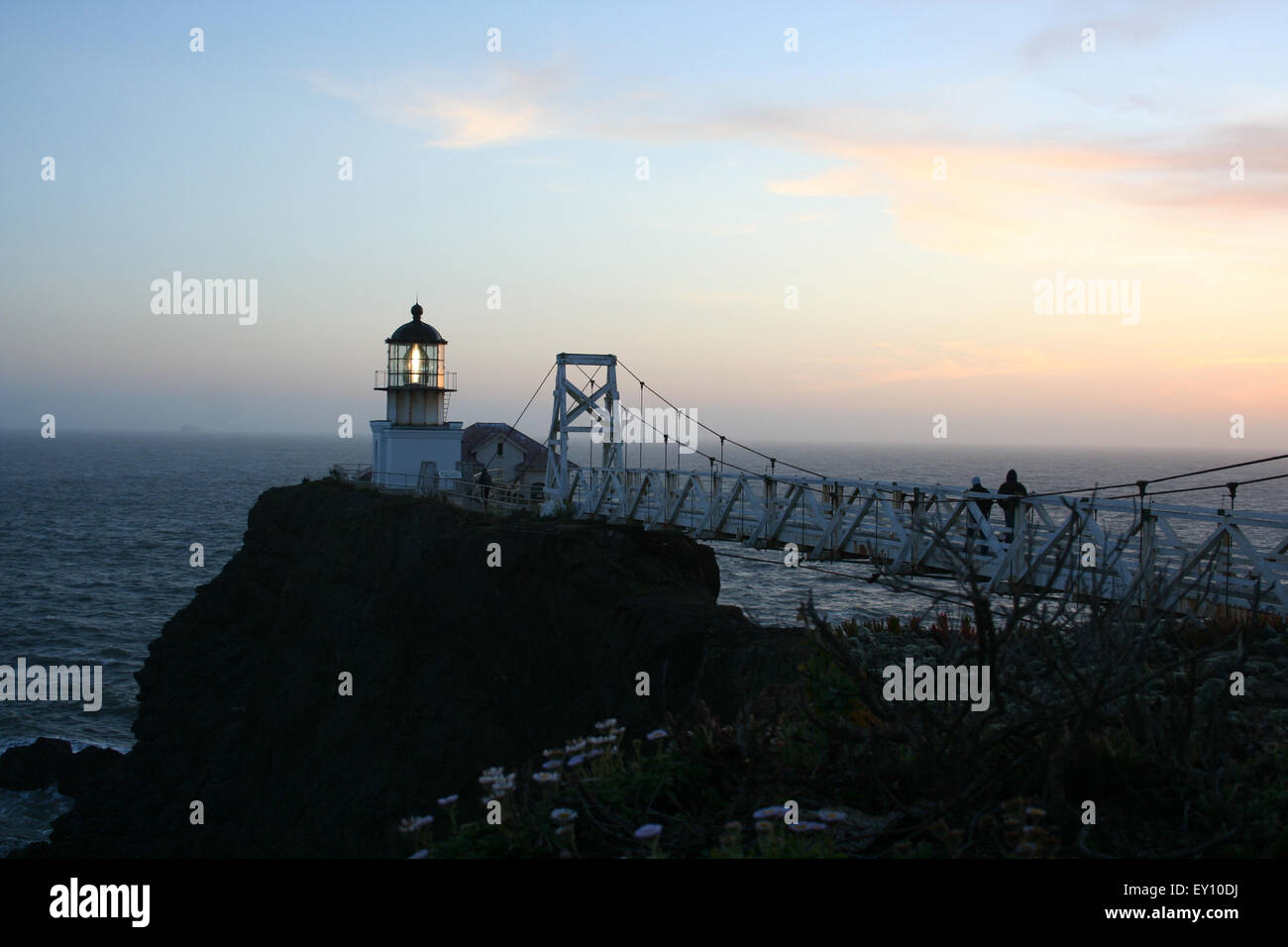 Point Bonita Lighthouse at sunset, Marin County California Stock Photo ...