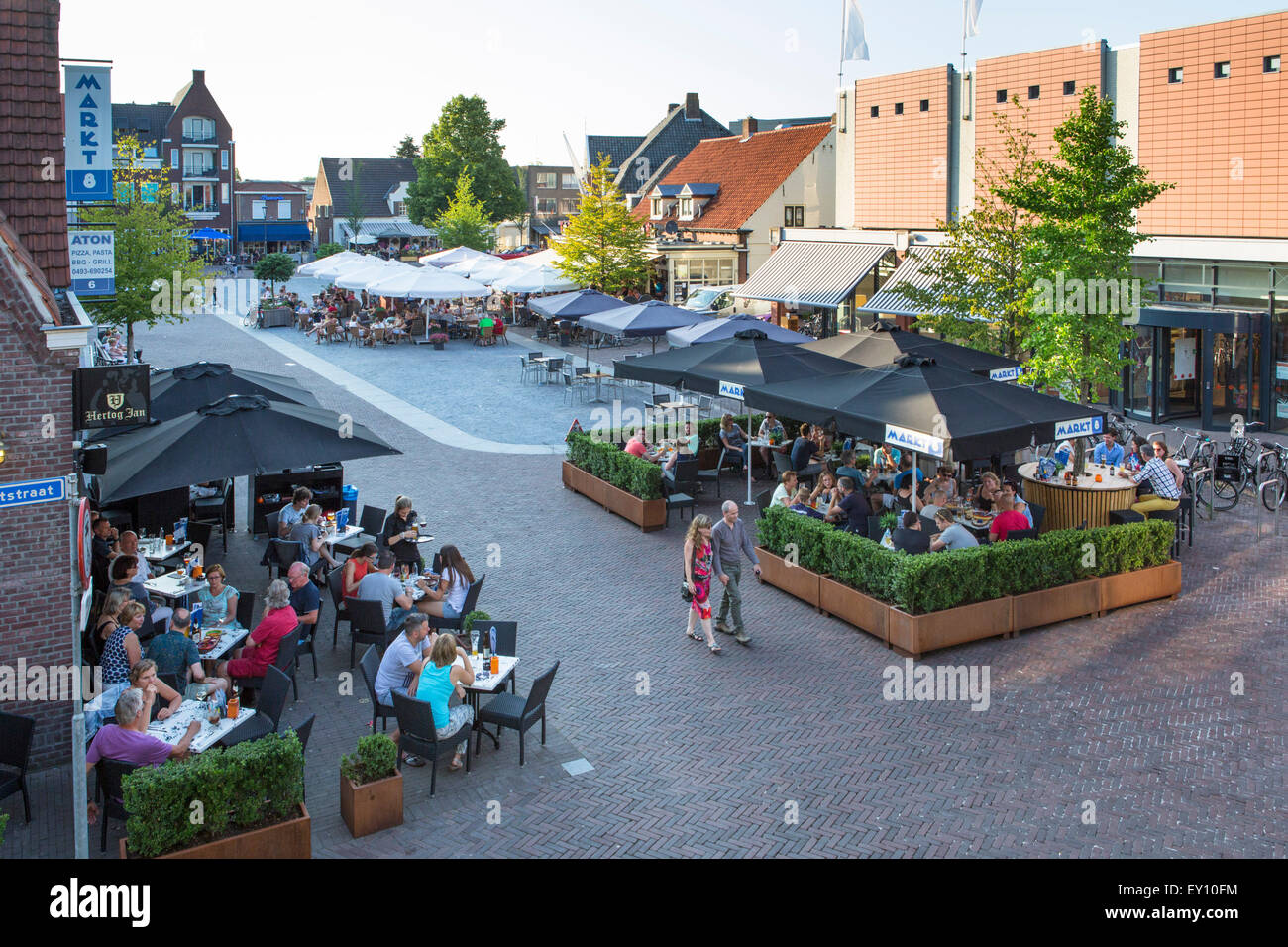 Main square at the inner city of Asten, the Netherlands, at a summer ...