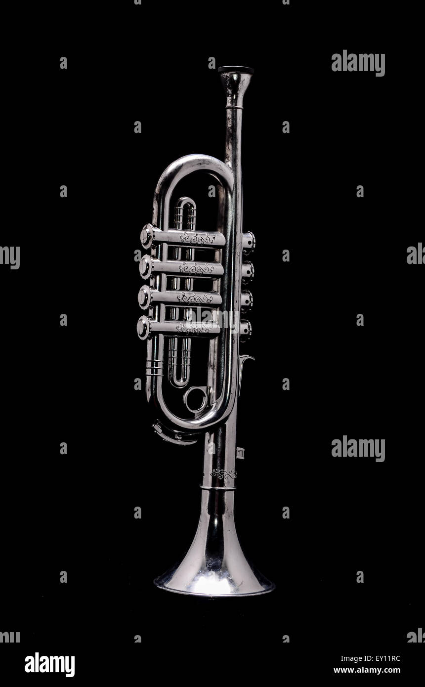 Silver Vintage Toy Trumpet Stock Photo - Alamy