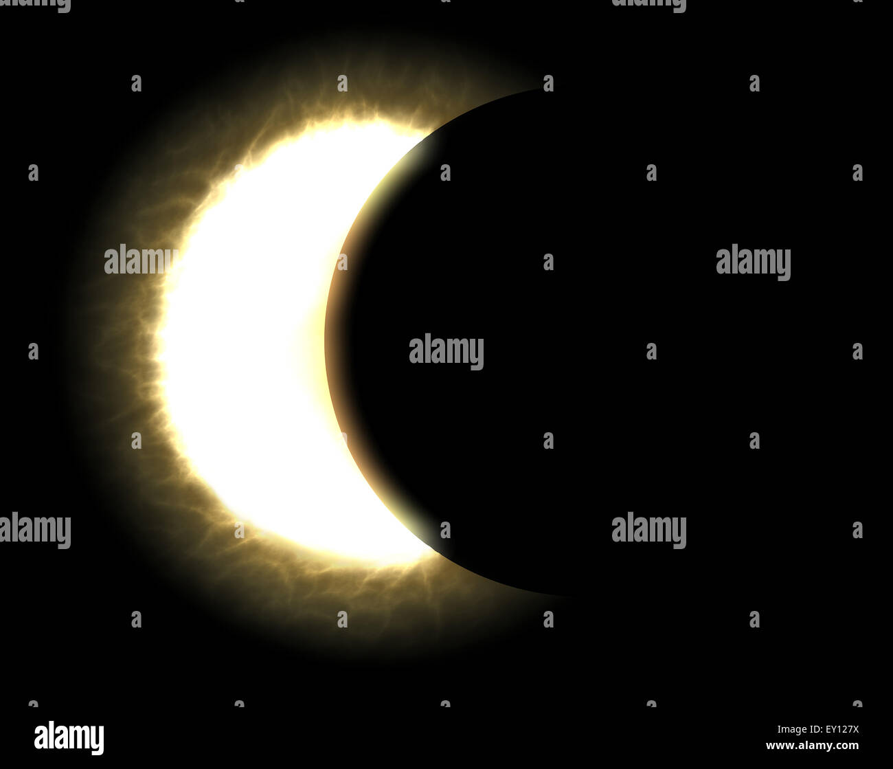 Illustration of bright solar eclipse on dark background Stock Photo - Alamy