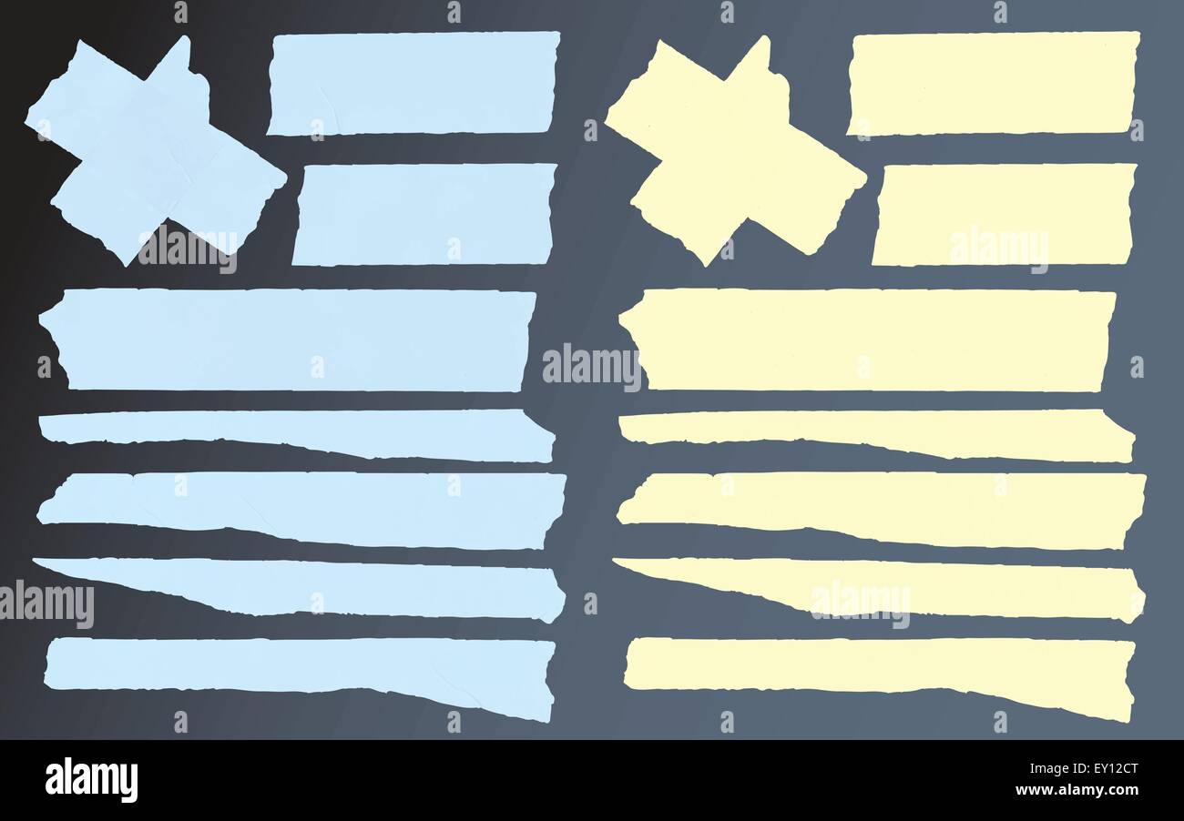 Set of horizontal and different size sticky tape,adhesive pieces on ...