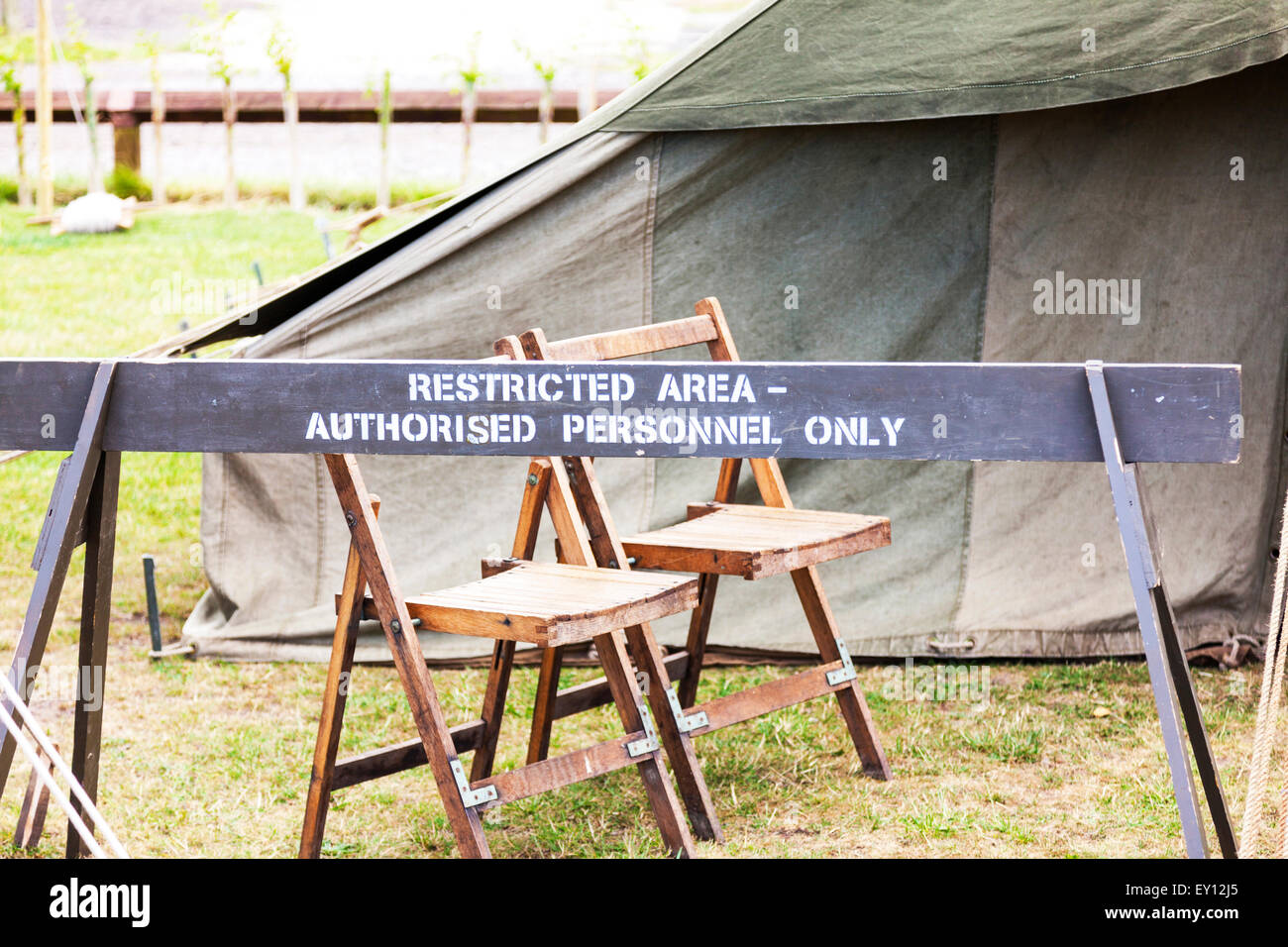 Army restricted area sign authorised personnel only camp blockade ...