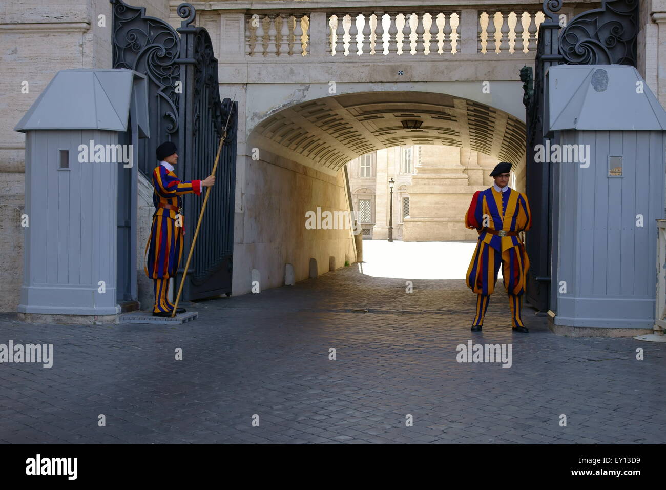 the swiss guard the popes guards on guard in the vatican city rome ...