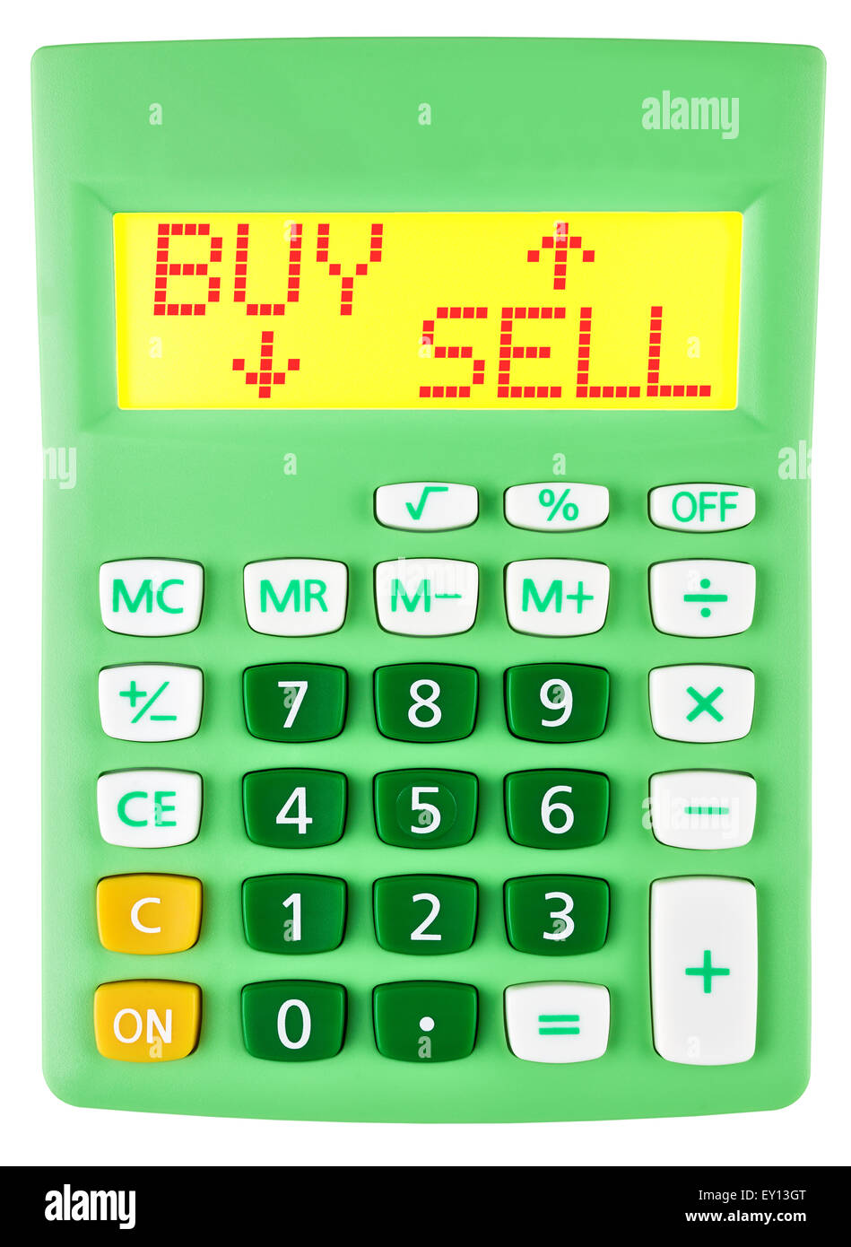 Calculator with BUY SELL on display isolated Stock Photo - Alamy