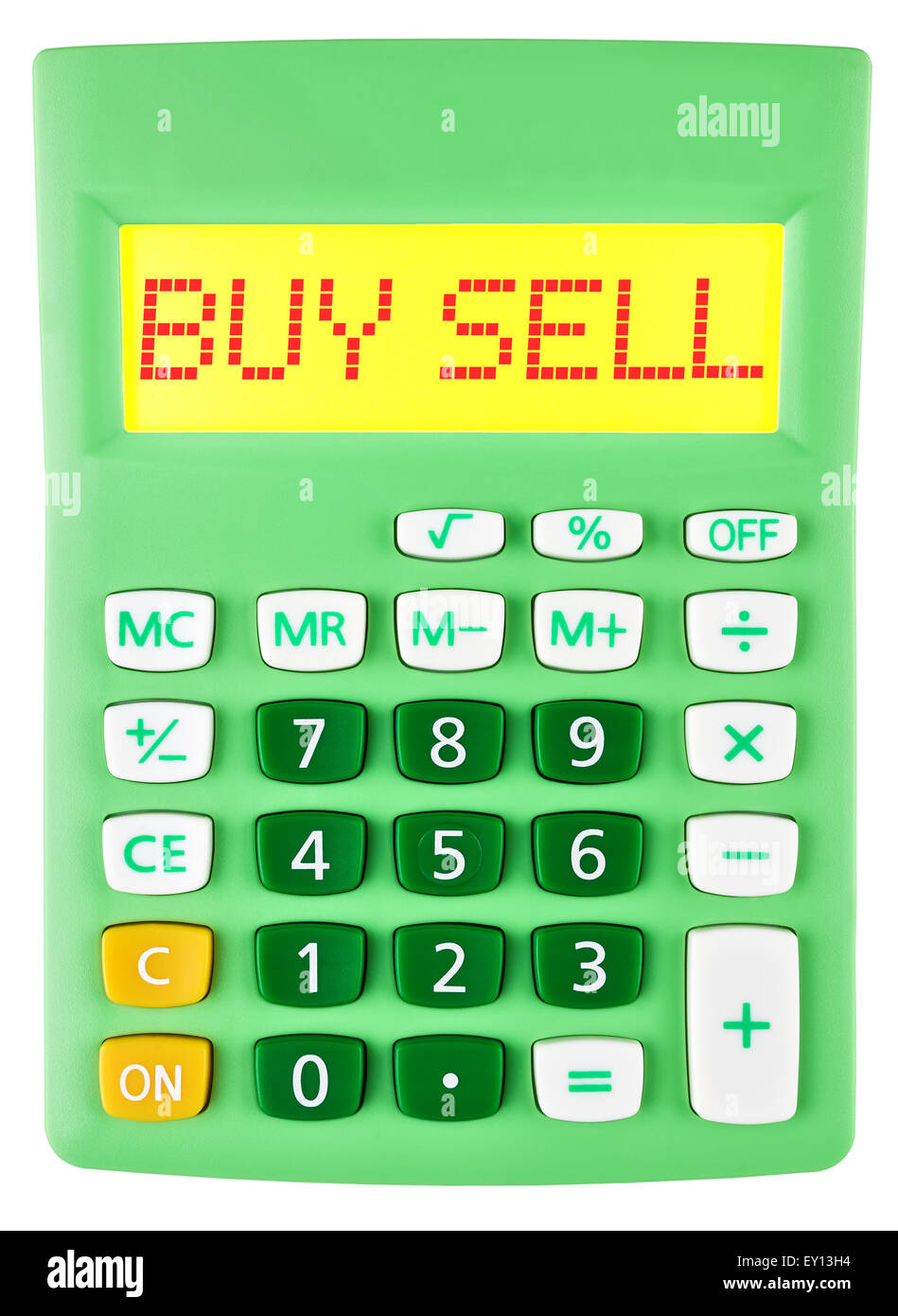Calculator with BUY SELL on display isolated Stock Photo - Alamy