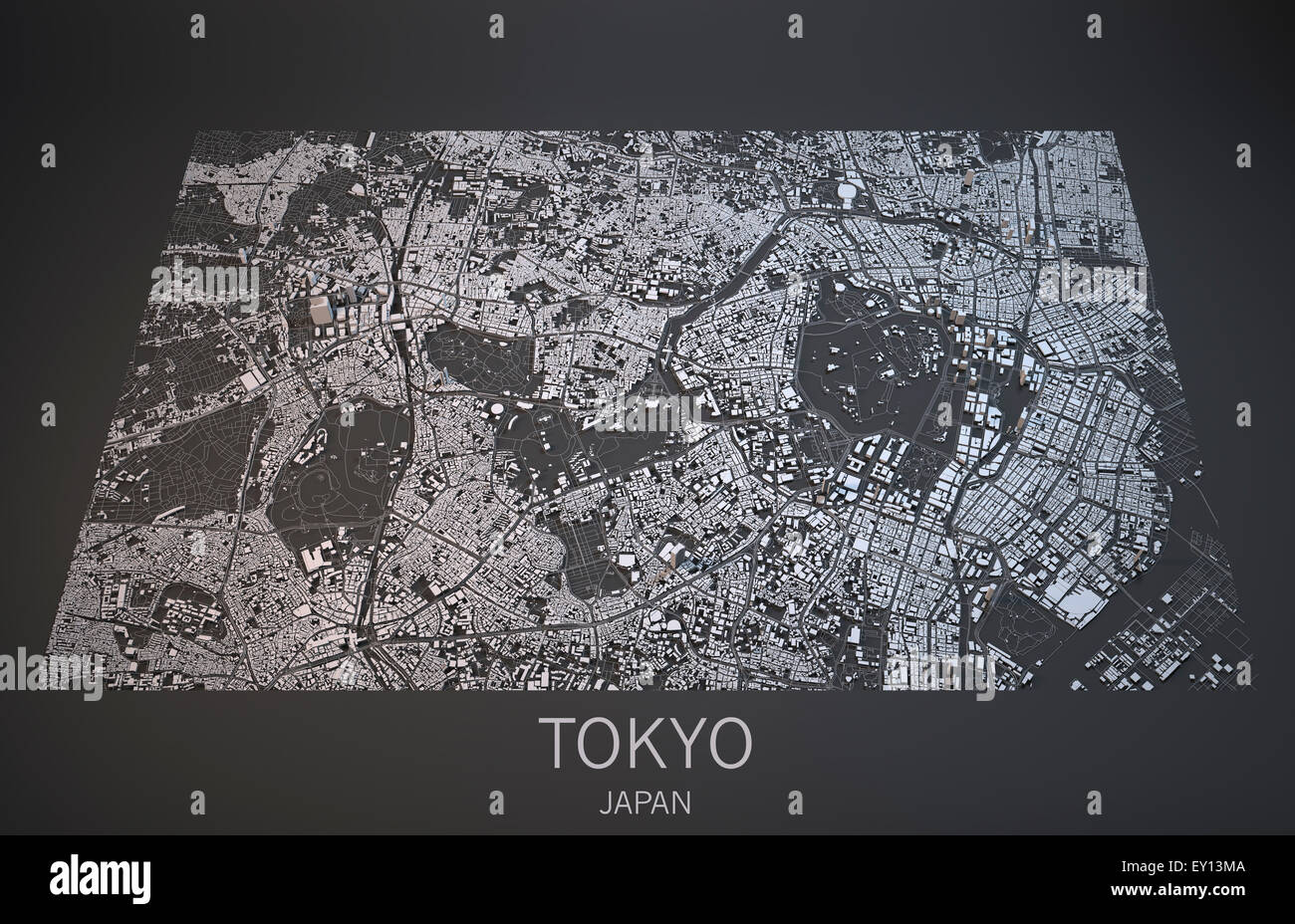 Satellite view of Tokyo map, Japan Stock Photo - Alamy