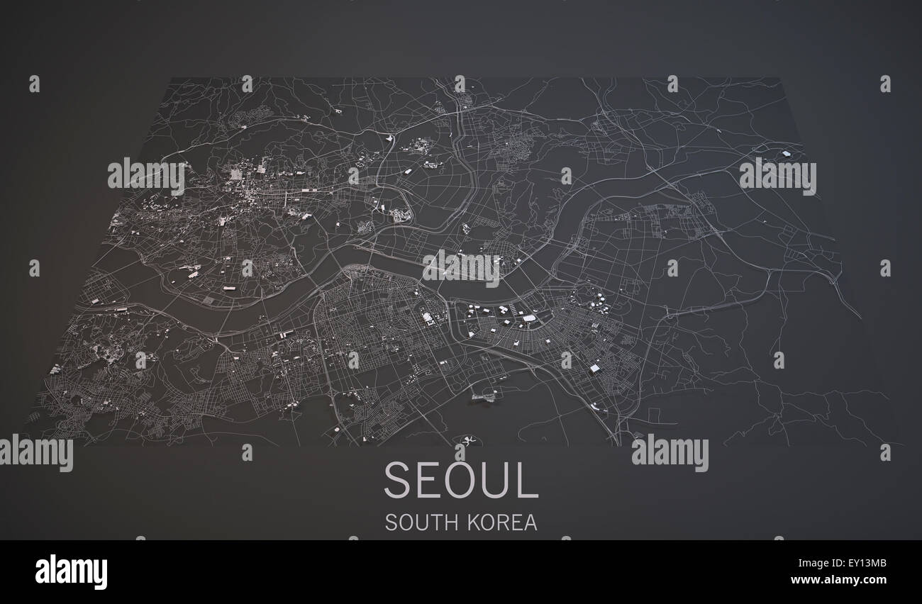 Satellite view of Seoul map, South Korea Stock Photo - Alamy