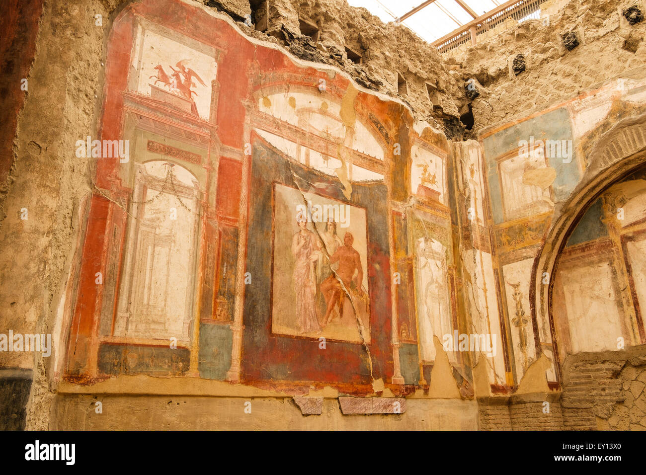 Inside a roman house in the ancient town of Herculaneum, Italy Stock ...