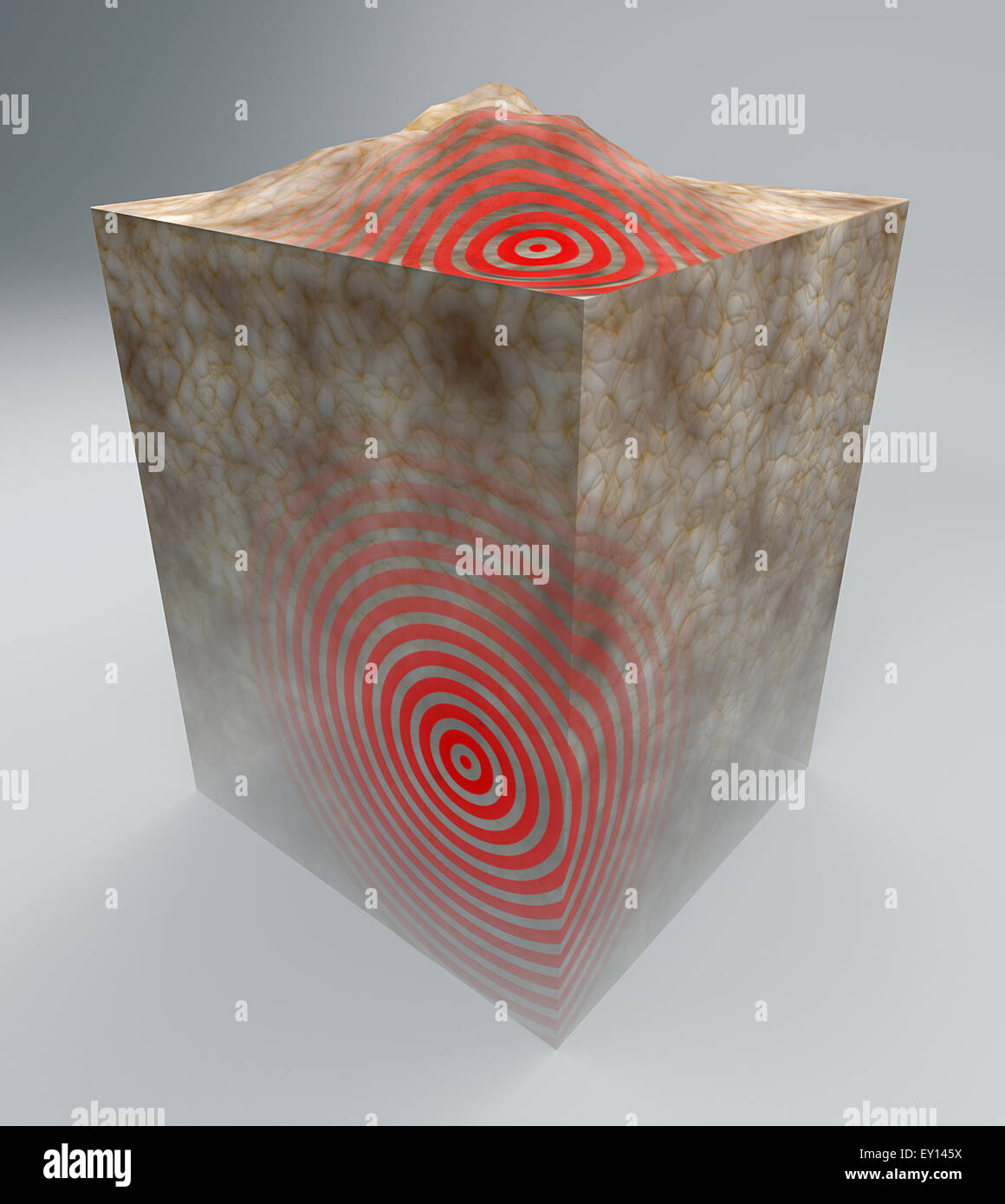 3d mountains section with earthquake isolated on grey background Stock ...