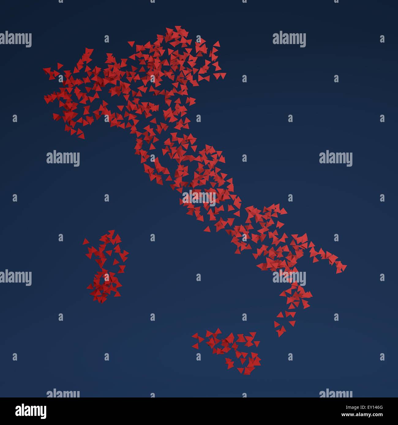 3d Italy map made of red triangles on dark background Stock Photo - Alamy