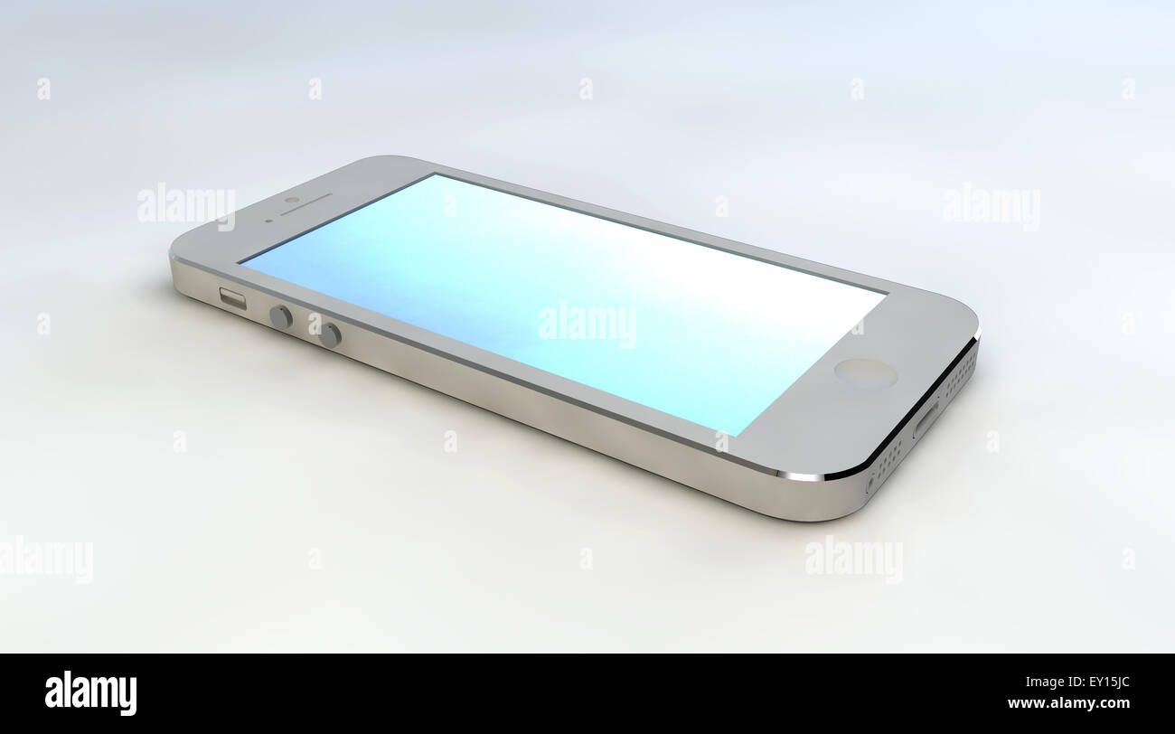 Mobile phone resting on a white background Stock Photo - Alamy