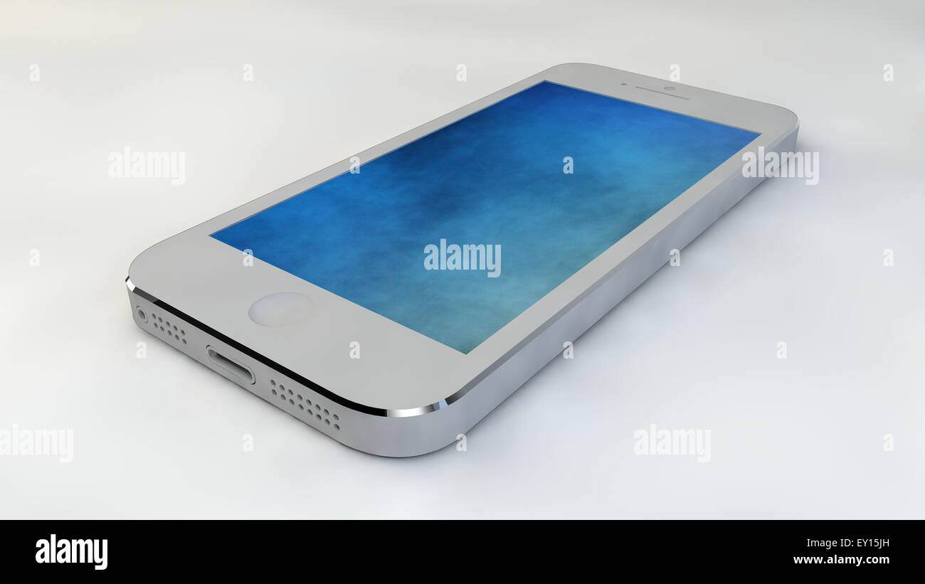 Mobile phone resting on a white background Stock Photo - Alamy