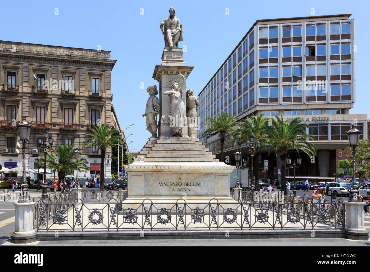 Piazza Stesicoro, Catania, Sicily with the statue of the 18th century ...