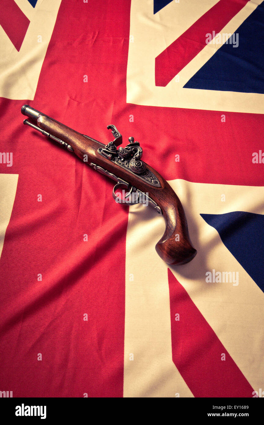 UK flag and flintlock gun Stock Photo - Alamy