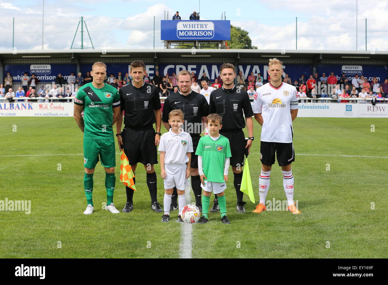 Nantwich, UK. 19th July, 2015. The officials, captains and mascots ...