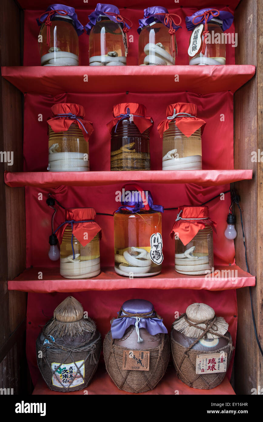 Okinawan Snake Wine or Habushu on Display in Souvenir Liquor Store on ...