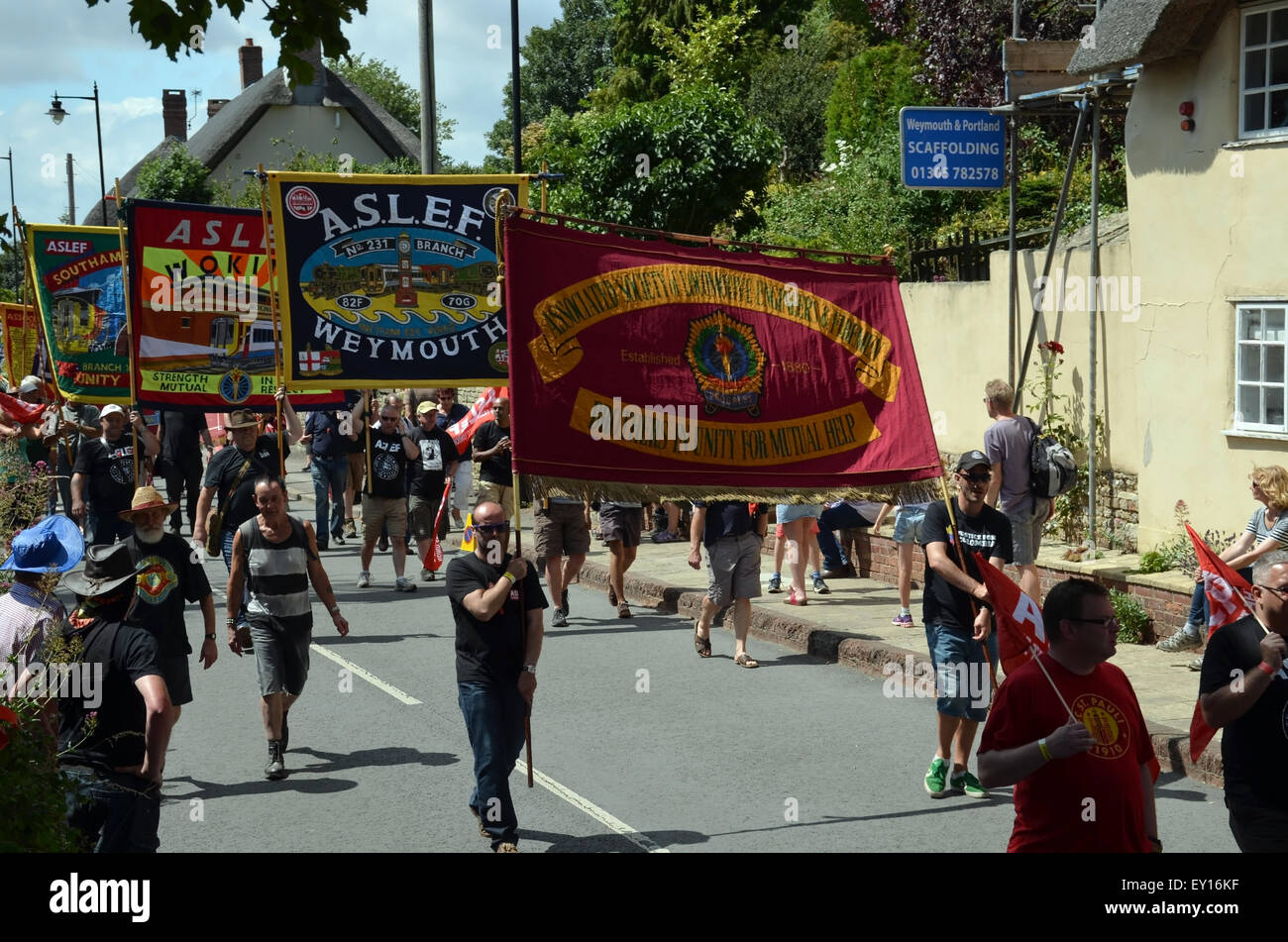 Tolpuddle, Dorset, UK. 19th July, 2015. The festival procession takes ...