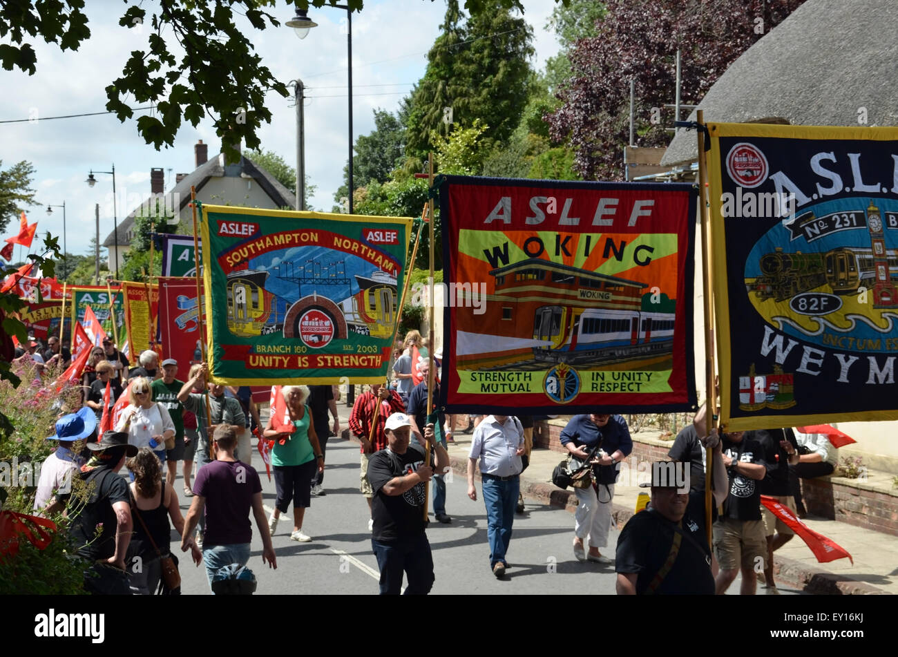 Tolpuddle, Dorset, UK. 19th July, 2015. The festival procession takes ...
