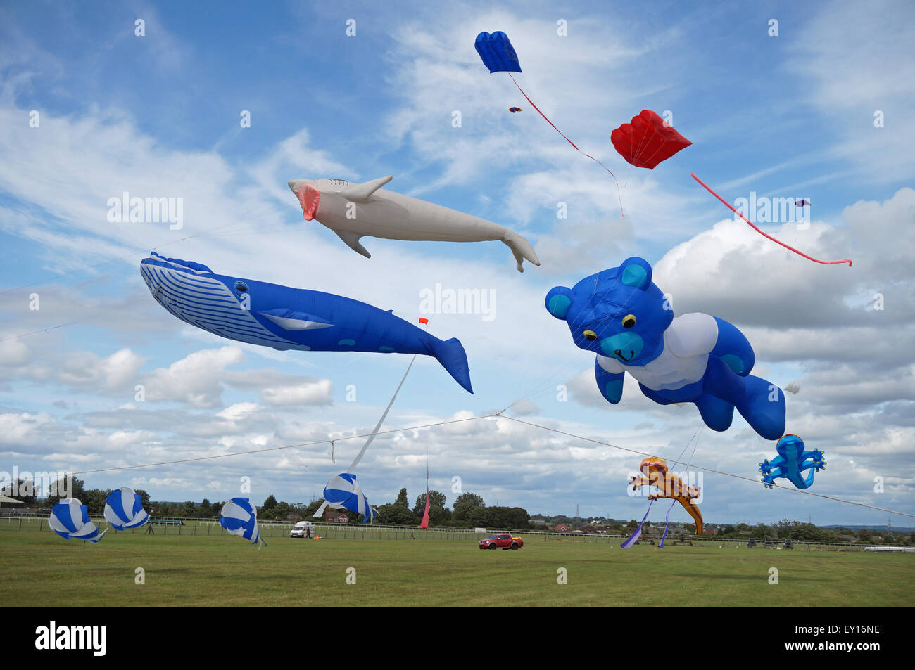 Colourful giant inflatables flew over Aintree racecourse as part of the ...