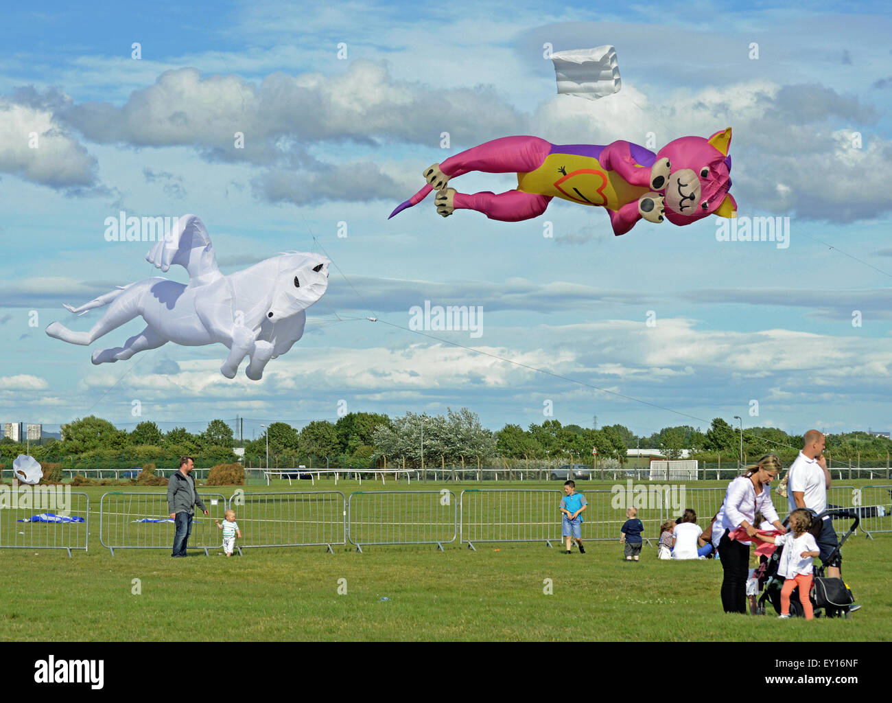 Colourful giant inflatables tethered to large kites flew over Aintree ...