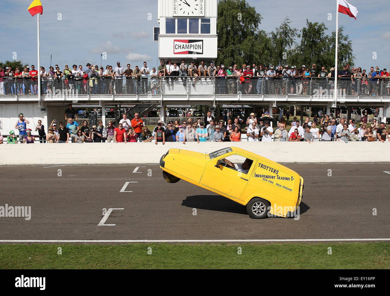 Goodwood, UK. 19th July, 2015. A competitor at the start of the 2015 ...