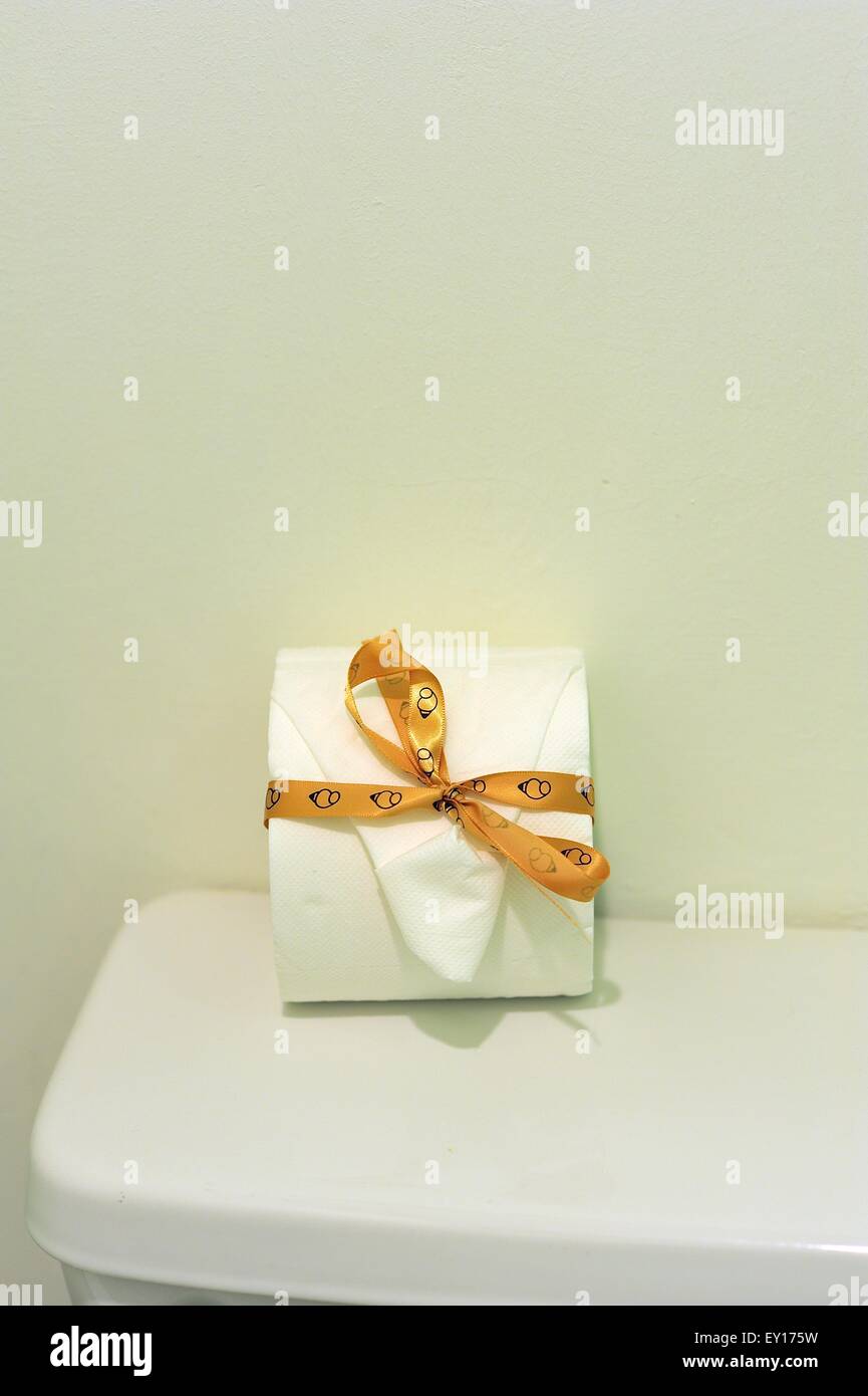 Ribbon around the Toilet Roll Stock Photo - Alamy