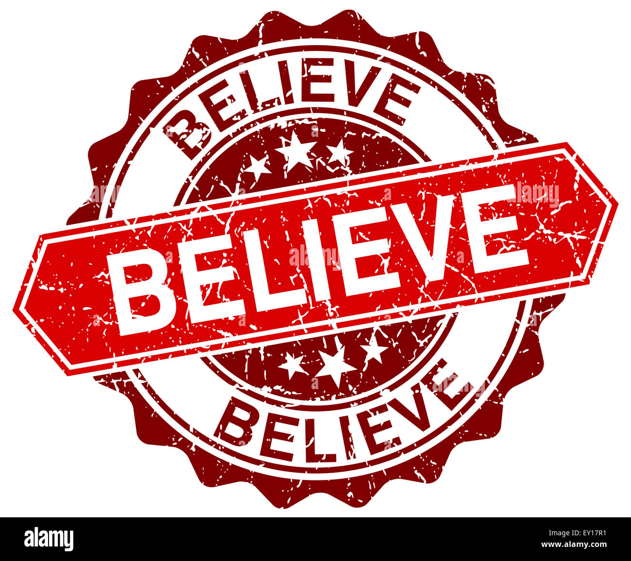 believe red round grunge stamp on white Stock Photo - Alamy