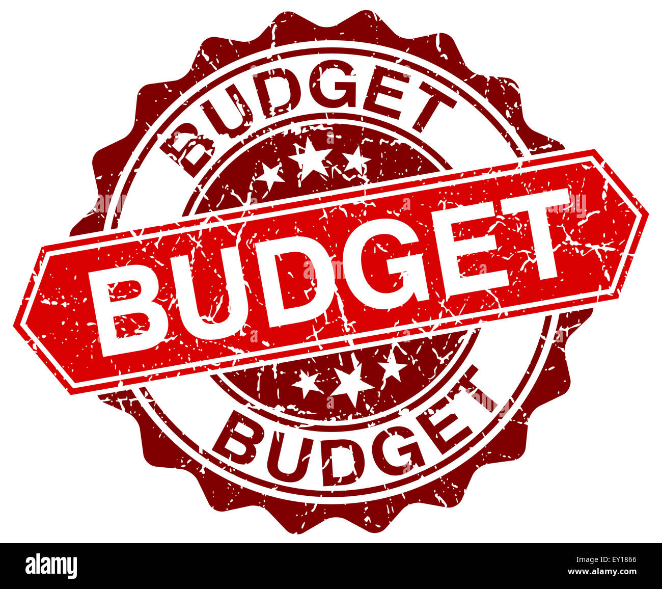 budget red round grunge stamp on white Stock Photo - Alamy