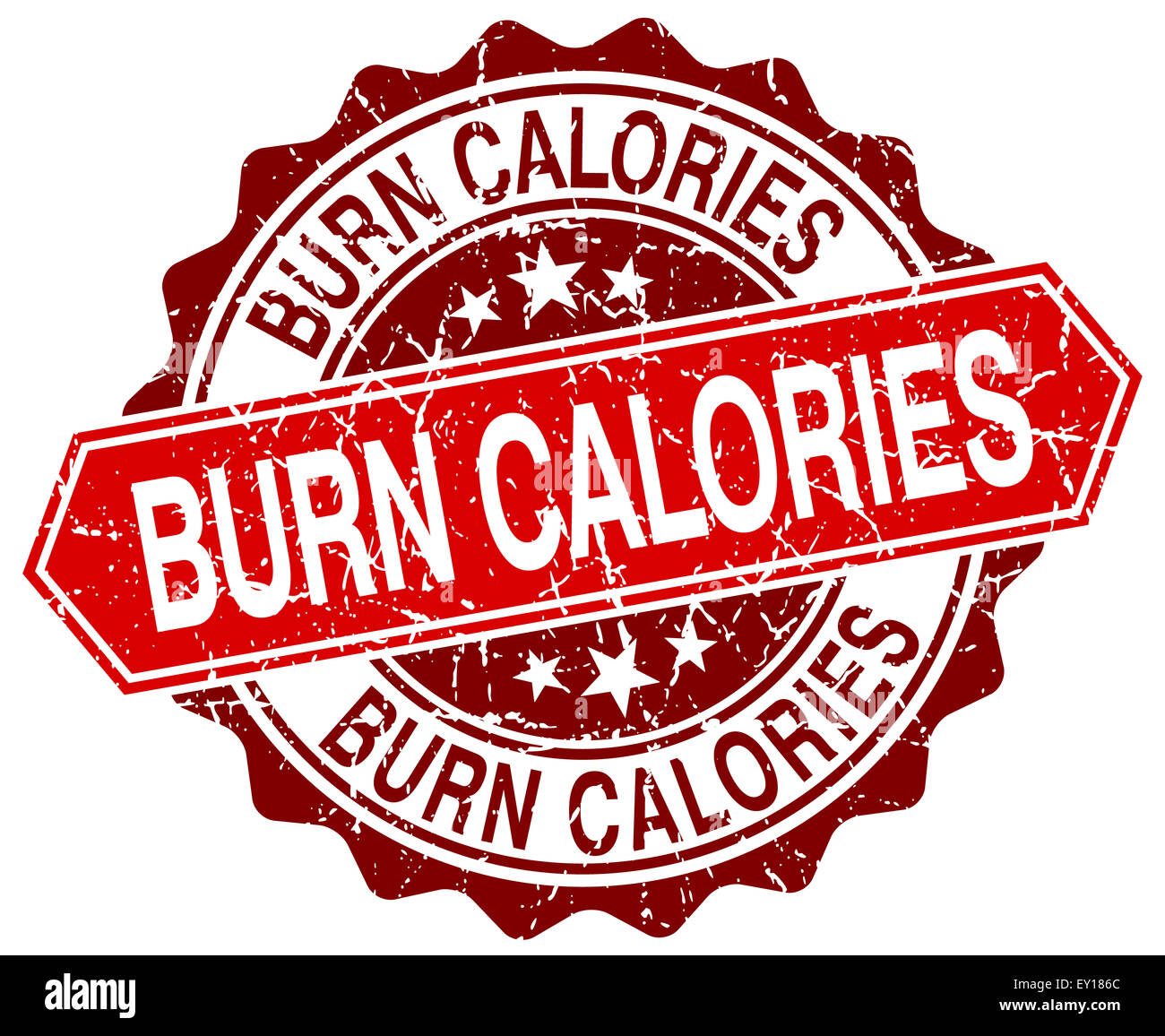 burn calories red round grunge stamp on white Stock Photo - Alamy