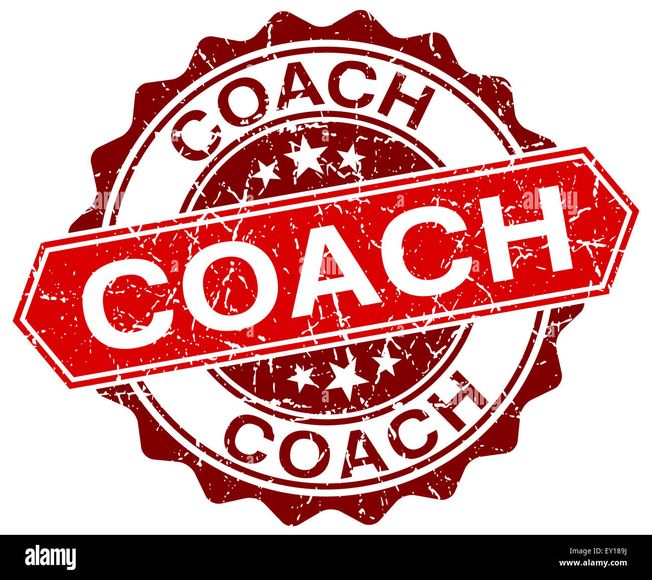 coach red round grunge stamp on white Stock Photo - Alamy