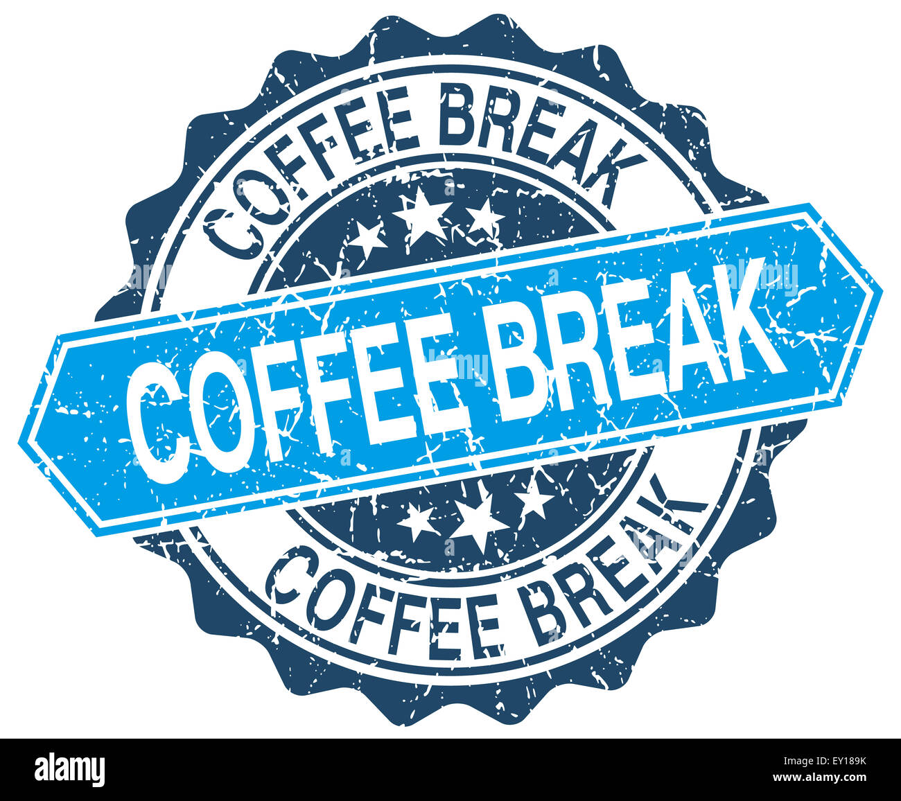 coffee break blue round grunge stamp on white Stock Photo - Alamy