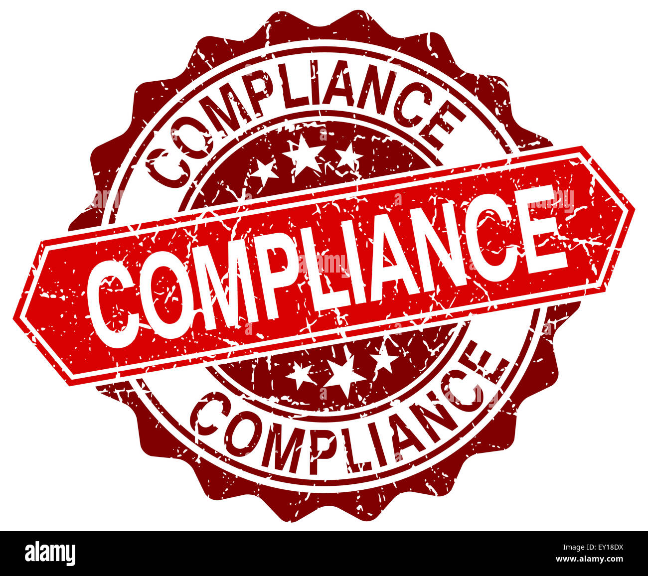 compliance red round grunge stamp on white Stock Photo - Alamy