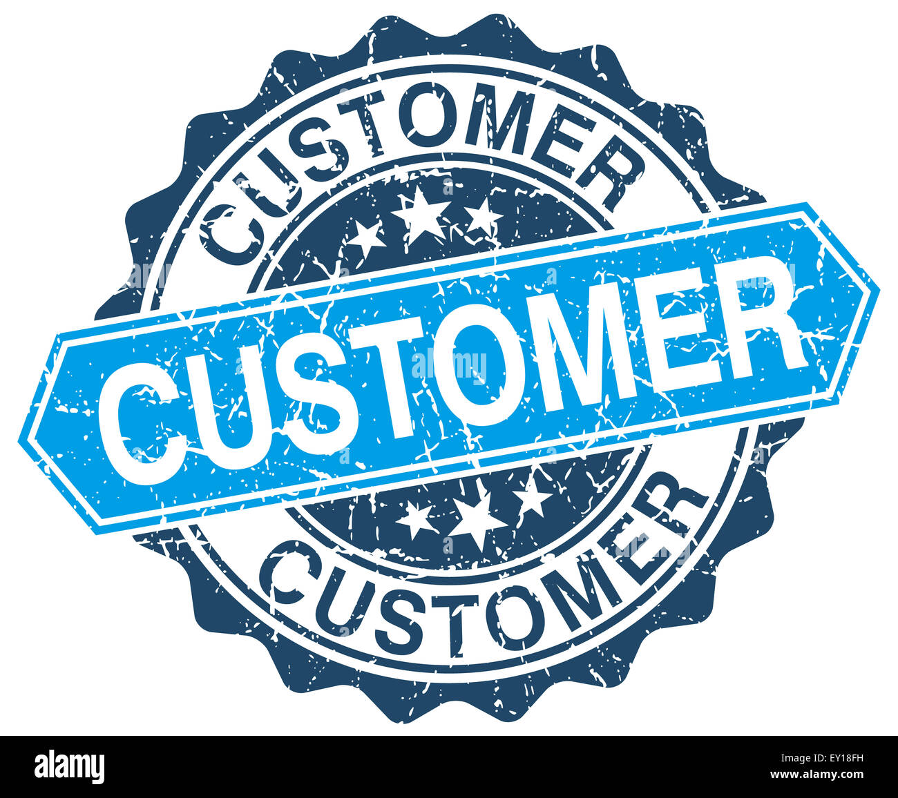 customer blue round grunge stamp on white Stock Photo - Alamy