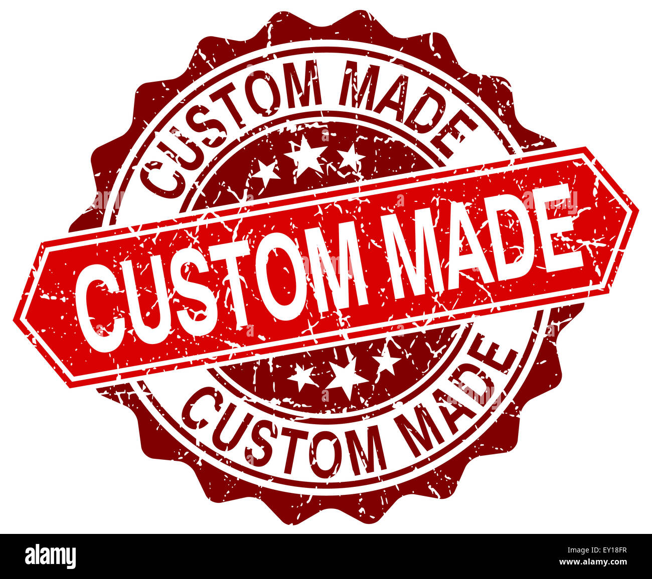 custom made red round grunge stamp on white Stock Photo - Alamy