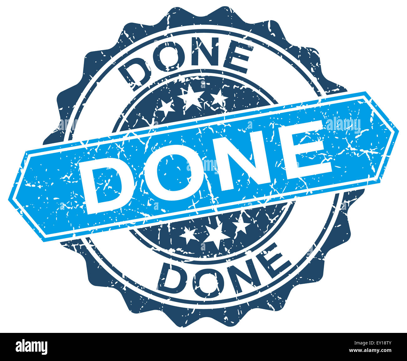 done blue round grunge stamp on white Stock Photo - Alamy