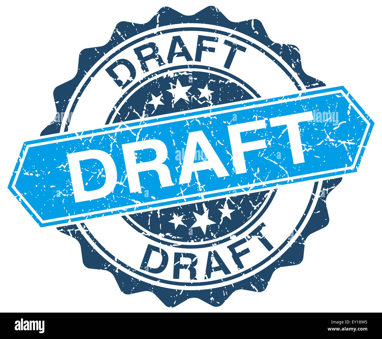 draft blue round grunge stamp on white Stock Photo - Alamy