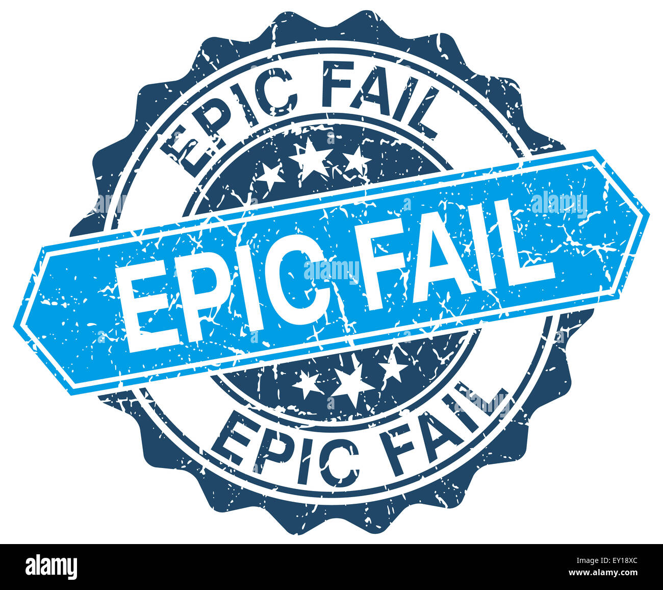 epic fail blue round grunge stamp on white Stock Photo - Alamy