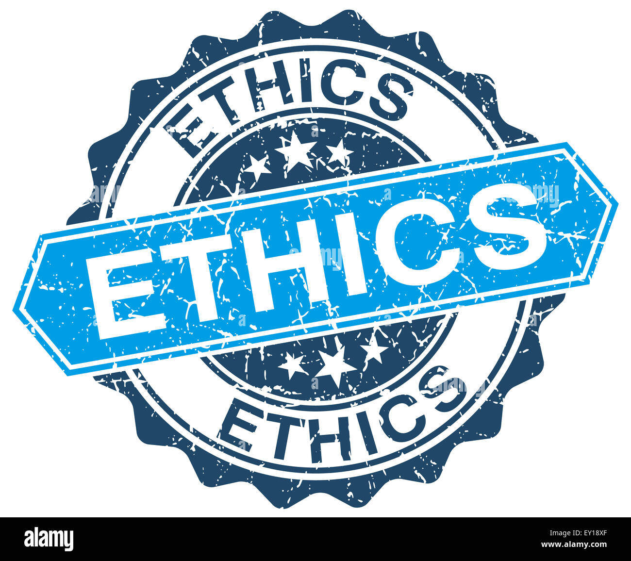ethics blue round grunge stamp on white Stock Photo - Alamy