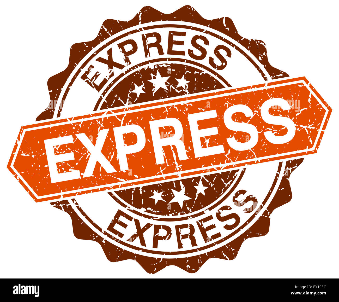 express orange round grunge stamp on white Stock Photo - Alamy