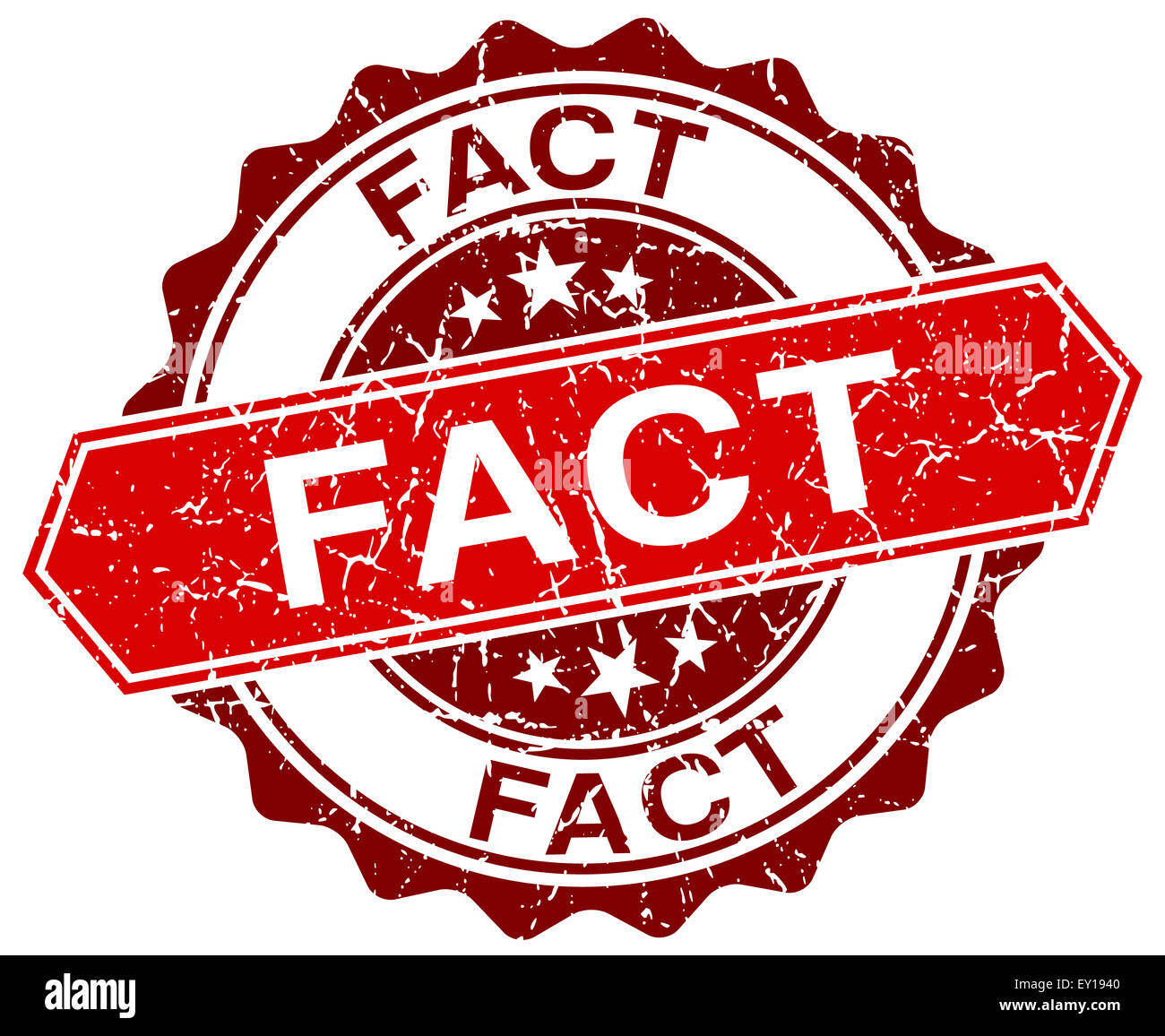 fact red round grunge stamp on white Stock Photo - Alamy