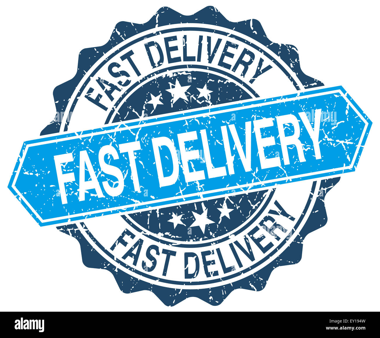 fast delivery blue round grunge stamp on white Stock Photo - Alamy