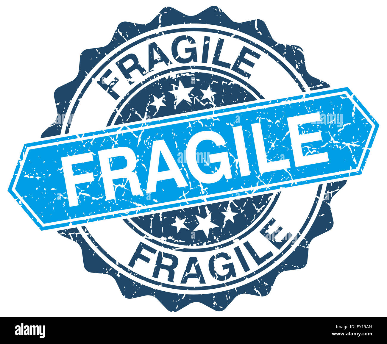 fragile blue round grunge stamp on white Stock Photo - Alamy