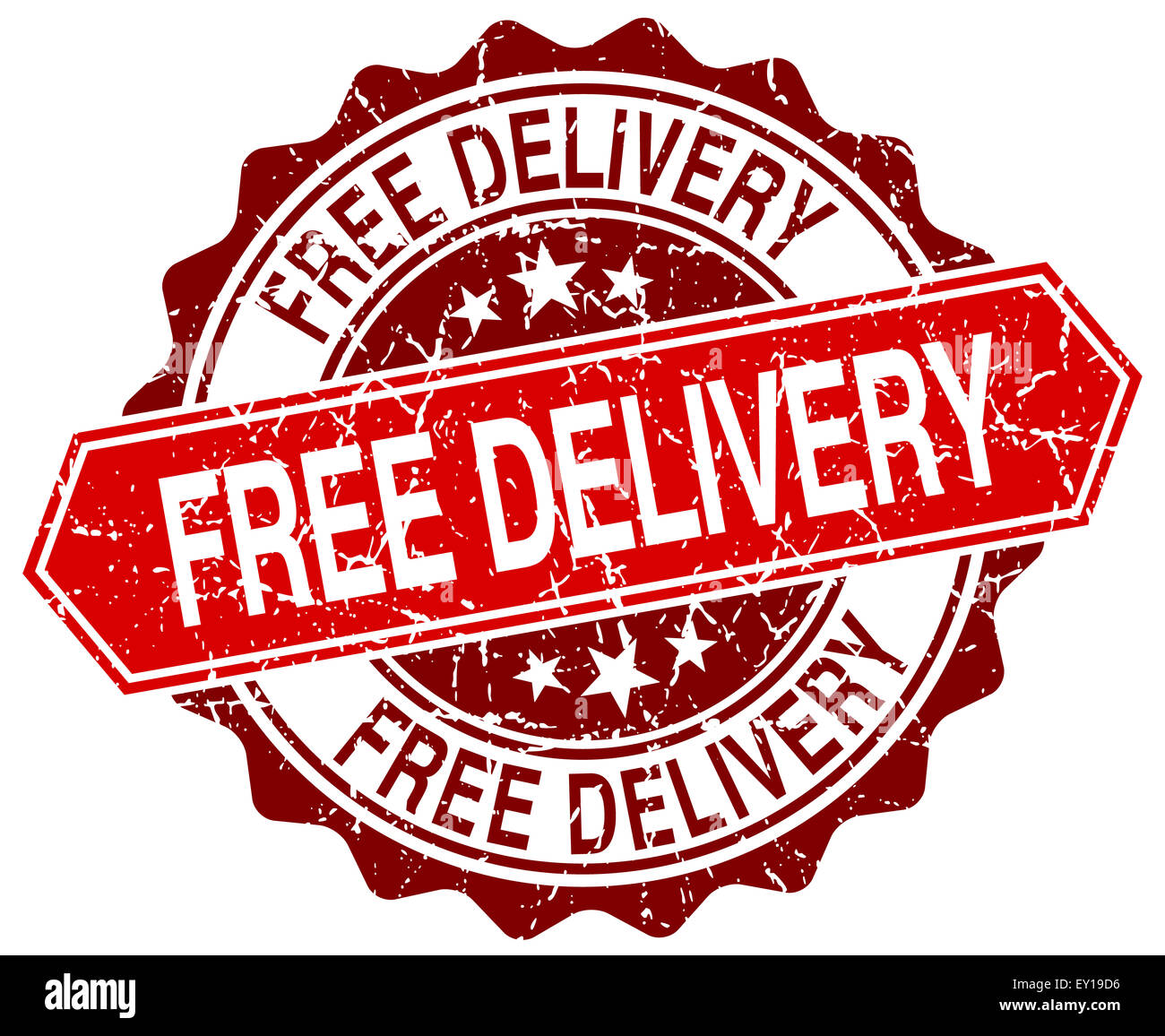 free delivery red round grunge stamp on white Stock Photo - Alamy