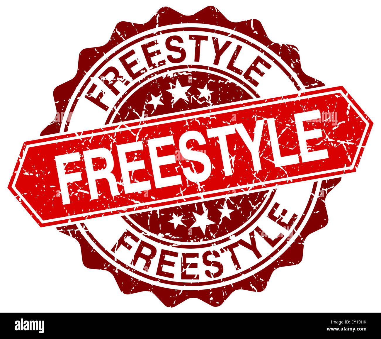 freestyle red round grunge stamp on white Stock Photo - Alamy