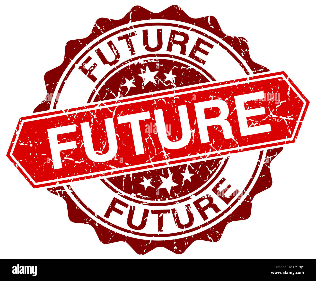 future red round grunge stamp on white Stock Photo - Alamy